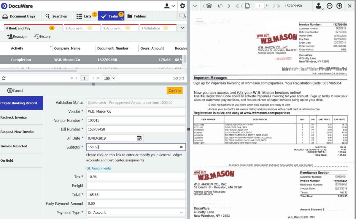 Accounts Payable: automatic error control and invoice matching